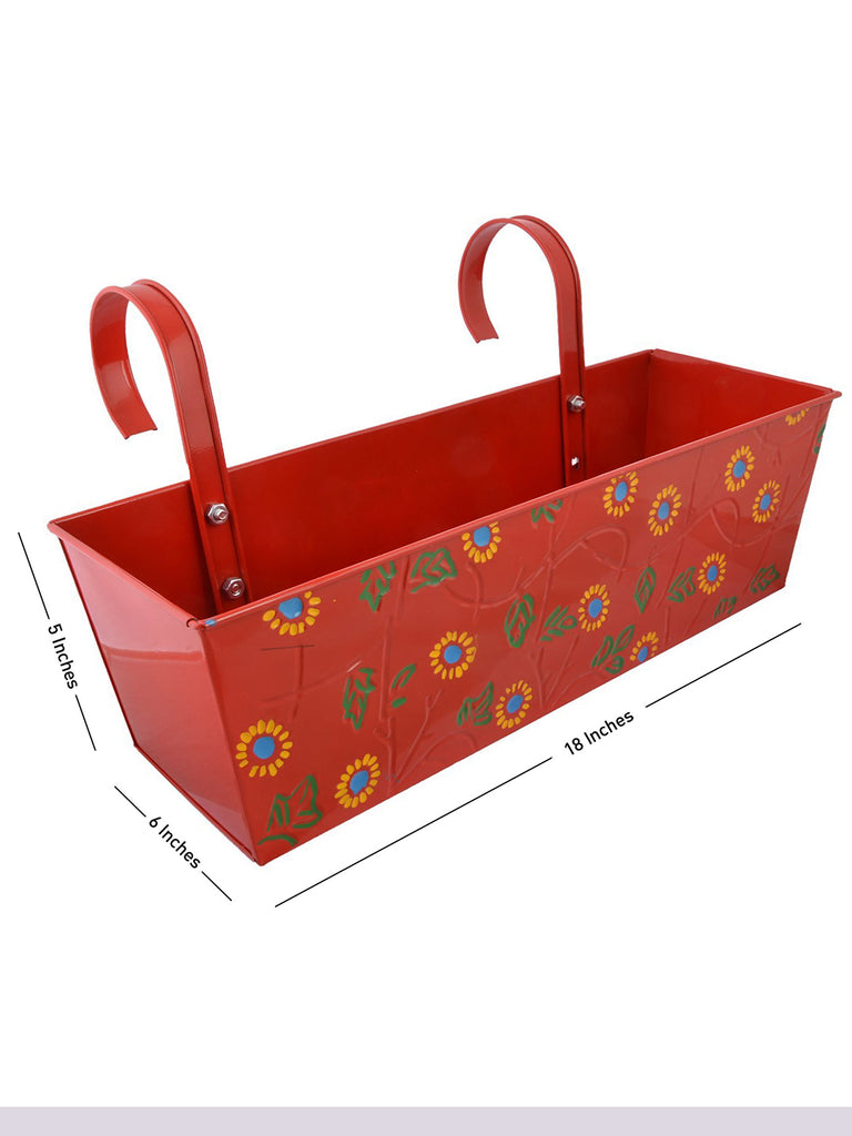 Handpainted Rectangle Planter Red – Exotic Flora