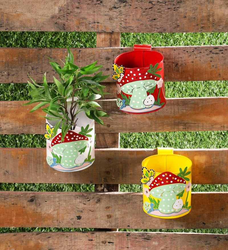 Set of Three Mushroom Railing Planters– Exotic Flora