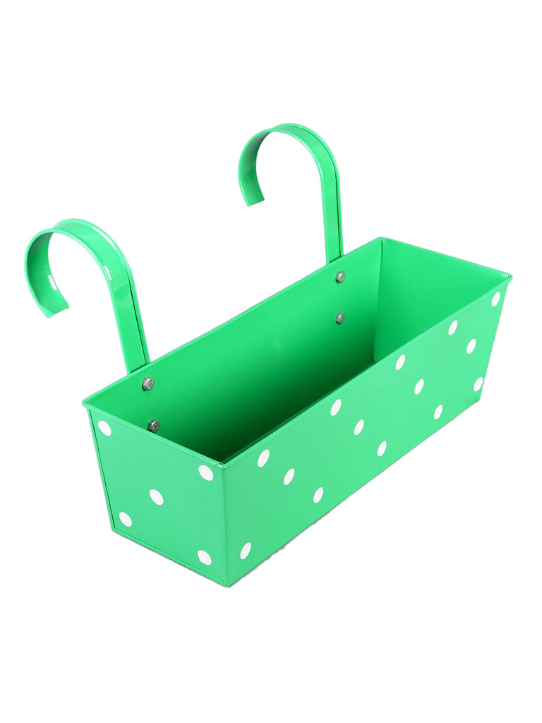 Set of two Polka Dot Rectangle Planter Blue & Green– Exotic Flora